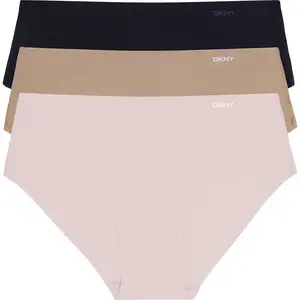 Dkny Litewear Cut Anywhere Assorted 3-pack Hipster Briefs - Blkglwprl