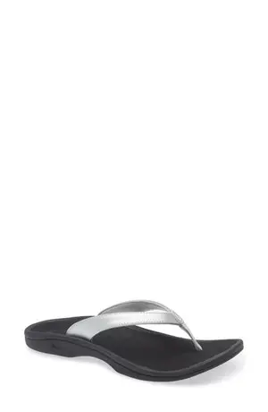 Olukai Ohana Flip Flop - Silver/black