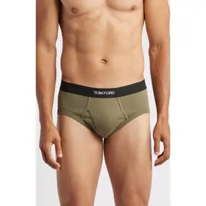 TOM FORD Cotton Stretch Jersey Briefs Dark Sage