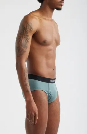 TOM FORD Cotton Stretch Jersey Briefs - Teal