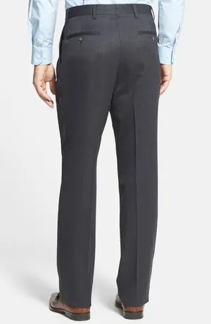 Berle Pleated Classic Fit Wool Gabardine Trousers - Charcoal