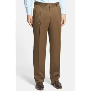 Berle Pleated Classic Fit Wool Gabardine Trousers - Tobacco