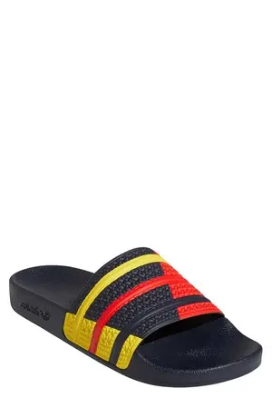 Adidas Adilette Stripe Sport Slide Legend Ink/ Red/ Yellow