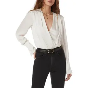 FAVORITE DAUGHTER Surplice Long Sleeve Bodysuit - Ivory