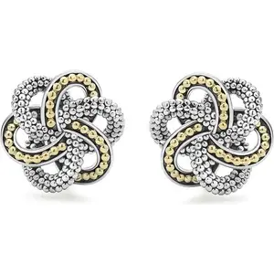 Lagos Love Knot Stud Earrings In Sterling Silver And 18k - Two-tone