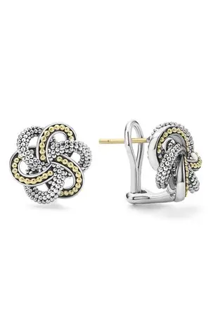 Lagos Love Knot Stud Earrings In Sterling Silver And 18k