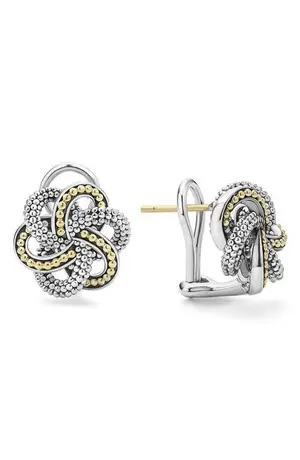 Lagos Love Knot Stud Earrings In Sterling Silver And 18k