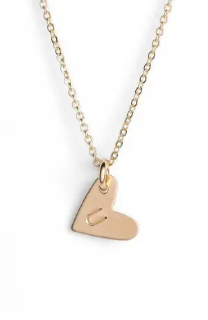 NASHELLE Nashelle 14k-Gold Fill Initial Mini Heart Pendant Necklace Gold/u