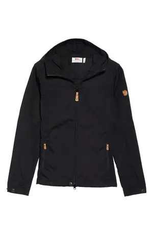 Fjallraven Stina Hooded Water Resistant Jacket - Black