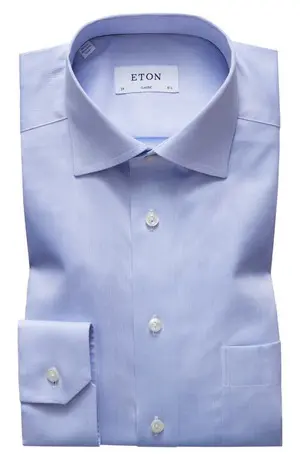 Eton Classic Fit Solid Dress Shirt Blue
