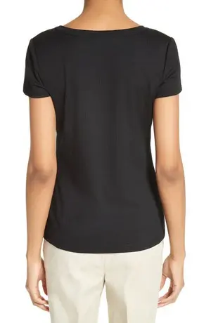 Lafayette 148 New York Scoop Neck Cotton Tee - Black