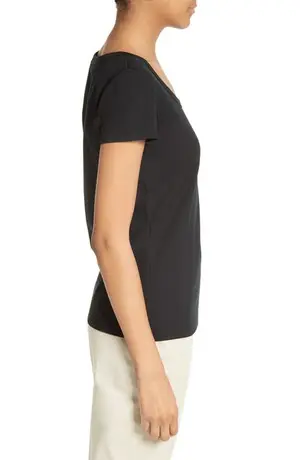 Lafayette 148 New York Scoop Neck Cotton Tee - Black