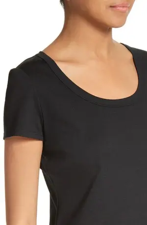 Lafayette 148 New York Scoop Neck Cotton Tee - Black