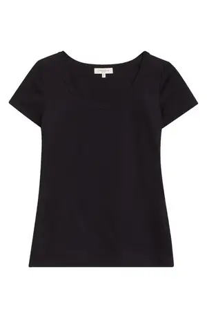 Lafayette 148 New York Scoop Neck Cotton Tee - Black