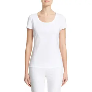 Lafayette 148 New York Scoop Neck Cotton Tee - White