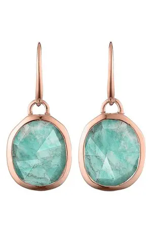 Monica Vinader Monica Vinader Siren Semiprecious Stone Drop Earrings Amazonite/rose Gold