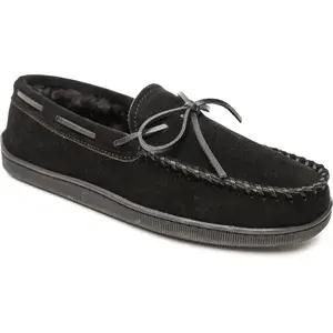 Minnetonka Lined Hardsole Slipper - Black