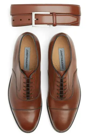 Johnston & Murphy Calfskin Belt - Saddle Tan