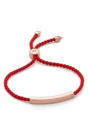 Monica Vinader Engravable Linear Friendship Bracelet - Rose Gold/coral