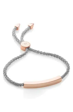 Monica Vinader Engravable Linear Friendship Bracelet - Rose Gold/silver Metallica