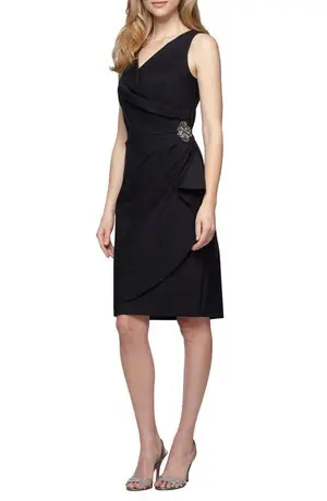 Alex Evenings Alex Evenings Contour Collection Ruched Cocktail Dress Black