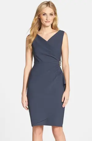 Alex Evenings Side Ruched Cocktail Dress - Charcoal