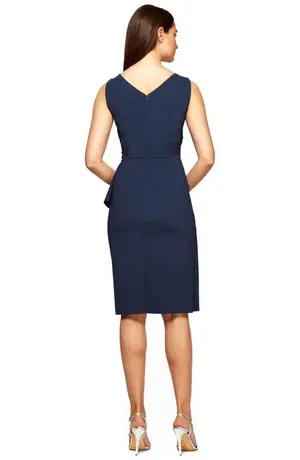 Alex Evenings Side Ruched Cocktail Dress - Navy