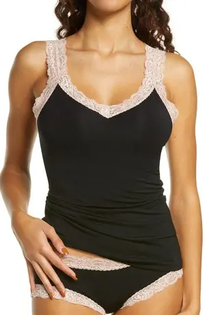 Fleur't Iconic Lace Trim Camisole - Black/seashell