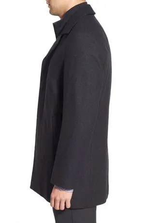 Cole Haan Wool-blend Topcoat With Inset Knit Bib