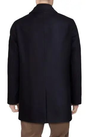 Cole Haan Wool-blend Topcoat With Inset Knit Bib