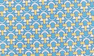 FERRAGAMO Gancini Pattern Silk Tie - Royal/ Giallo