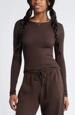 Bp. Ribbed Long-sleeve T-shirt - Brown Coffee