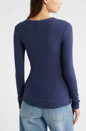 Bp. Ribbed Long-sleeve T-shirt - Navy Indigo