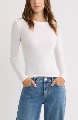 Bp. Ribbed Long-sleeve T-shirt - White