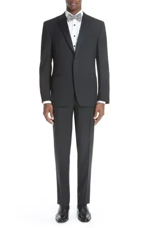 Canali Classic Fit Wool & Mohair Tuxedo - Black