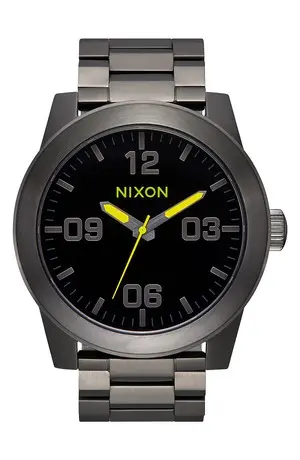 Nixon Nixon The Corporal Bracelet Watch Black / Gunmetal / Lime