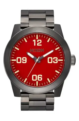 Nixon Nixon The Corporal Bracelet Watch Red / Gunmetal