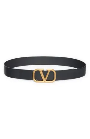 Valentino Garavani Vlogo Buckle Leather Belt