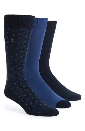 Polo Ralph Lauren Assorted 3-pack Dress Socks - Navy