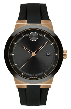 Movado Fusion Silicone Strap Watch - Black Dial