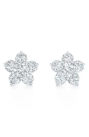 Kwiat Floral Cluster Diamond Stud Earrings - White Gold