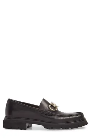 FERRAGAMO Bleecker Reversible Bit Lugged Loafer - Nero Leather
