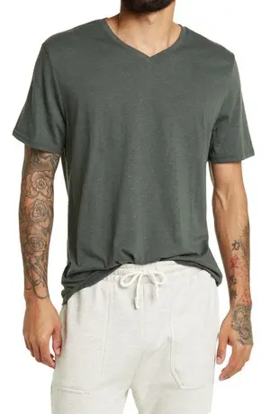 THREADS 4 THOUGHT Slim Fit V-neck T-shirt Dirty Evergreen