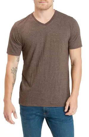 THREADS 4 THOUGHT Slim Fit V-neck T-shirt Espresso