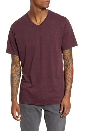 THREADS 4 THOUGHT Slim Fit V-neck T-shirt Maroon Rust