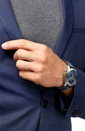 LONGINES Spirit Automatic Chronograph Strap Watch - Blue/silver