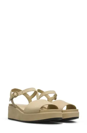 Camper Misia Platform Wedge Sandal Medium Beige
