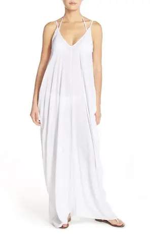Elan V-back Cover-up Maxi Dress - White