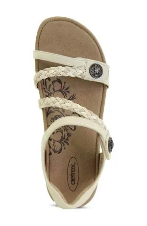 AETREX Jillian Braided Leather Strap Sandal