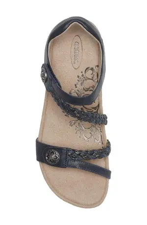 AETREX Jillian Braided Leather Strap Sandal